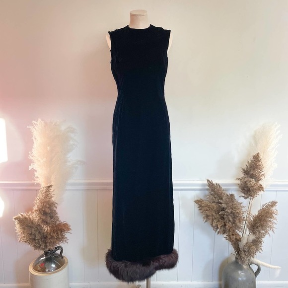 Vintage | Dresses | Vintage 96s Gale Mitchell Black Silk Velvet With ...